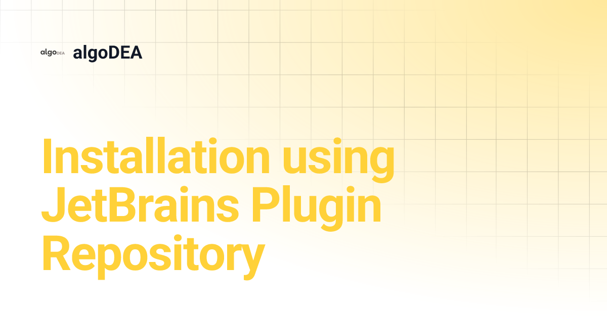 Installation using JetBrains Plugin Repository | algoDEA